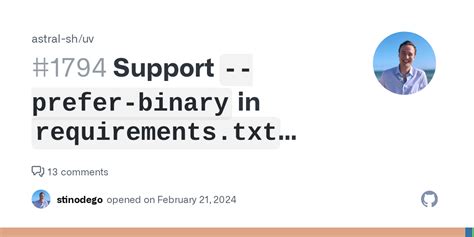 Support ` Prefer Binary` In `requirementstxt` Files · Issue 1794