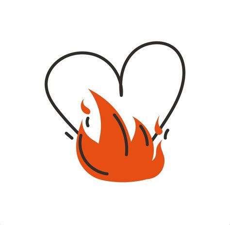 불 벡터 일러스트 레이 션에 마음을 굽기 프리미엄 벡터