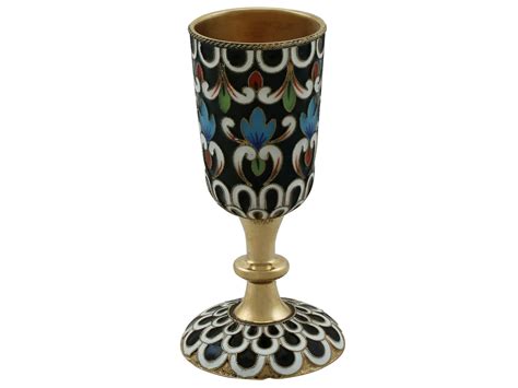 Russian Silver Gilt And Enamel Vodka Decanter And Goblet Set At 1stdibs
