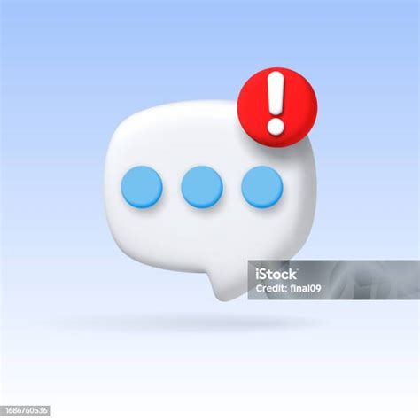 경고 알림이 있는 3d 말풍선 아이콘입니다 3차원 형태에 대한 스톡 벡터 아트 및 기타 이미지 3차원 형태 Brand Name Online Messaging