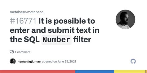 It Is Possible To Enter And Submit Text In The Sql `number` Filter