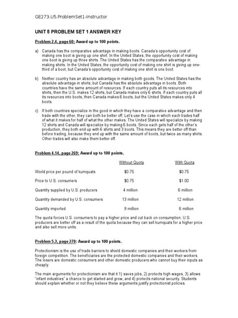 Unit 5 Problem Set 1 Answer Key Ge273u5problemset1 Instructor Pdf