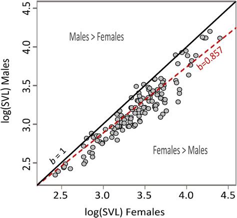 Allometric Relationship Between The Size Of Males And Females In Download Scientific Diagram