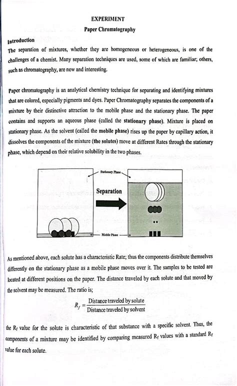 Solved Results Table Calculation Of The Rf Values Of Some Chegg Com