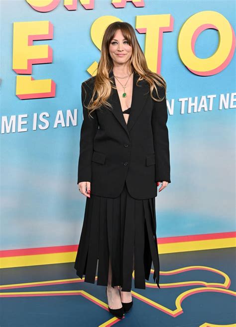 Kaley Cuoco Exposes Decorated Chest In Plunging Blazer After Welcoming