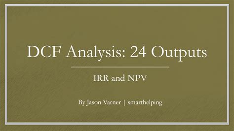 10 Year Dcf Analysis With Robust Sensitivity Tables And Irr Eloquens