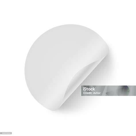 흰색 바탕에 구부러진 바닥 모서리가 있는 종이 원형 스티커 3차원 형태에 대한 스톡 벡터 아트 및 기타 이미지 3차원 형태 가격 가격표 Istock
