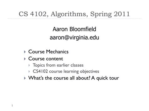 Ppt Cs 4102 Algorithms Spring 2011 Powerpoint Presentation Free