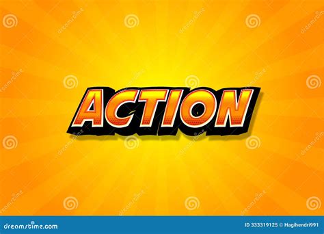 3d Text Effect Action Word On Yellow Gradient Background Stock