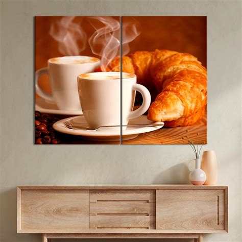 ᐉ Настінний декор Гаряча кава та круасани 71x51 см A335 2 • Краща