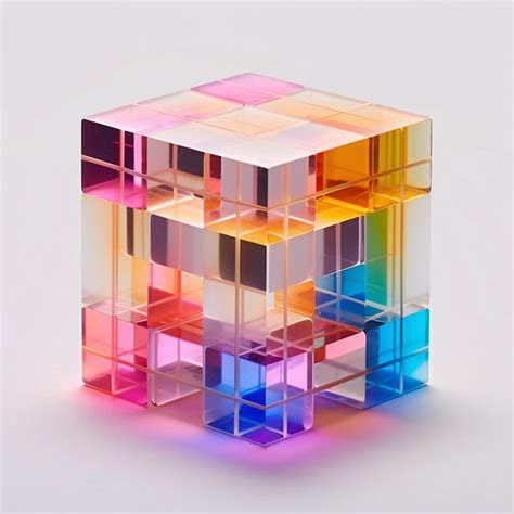 Premium Ai Image Cube With Colorful Blocks Inside On White In The