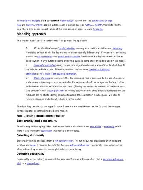 Box Jenkins Method Pdf Scientific Modeling Conceptual Model