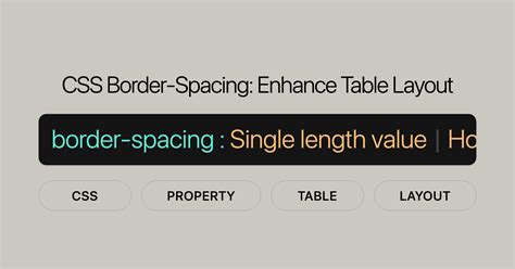 Css Border Spacing Enhance Table Layout
