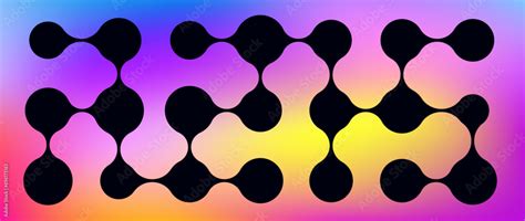 Metaballs Set On Iridescent Background Black Connected Morph Dots Liquid Blob Pattern