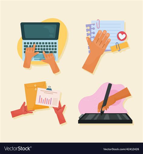 Scenes Of Hands Working Royalty Free Vector Image