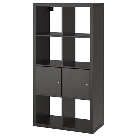 Kallax Shelf Unit With Doors Black Brown 301 8x575 8 Ikea