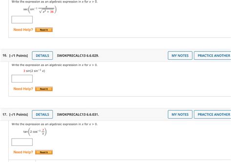 Solved Write The Expression As An Algebraic Expression In X Chegg Com