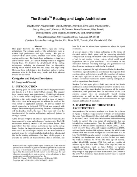 Pdf Routing And Logic Architecture