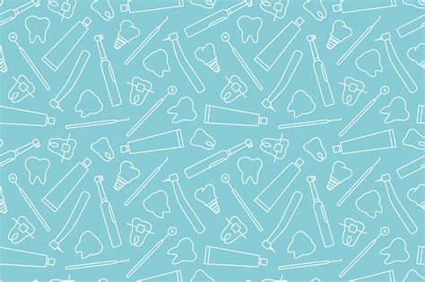 치과 패턴 칫솔 임플란트 치아 브래킷 붙여 넣기 치과 의사 도구 개요 아이콘과 원활한 패턴 치아 건강에 대한 스톡 벡터 아트 및 기타 이미지 Istock