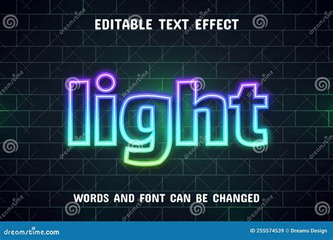 Light Text Neon Text Effect Stock Vector Illustration Of Element
