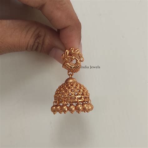 Mini Peacock Design Jhumkas Imitation Gold Jhumkas Simple Jhumkas