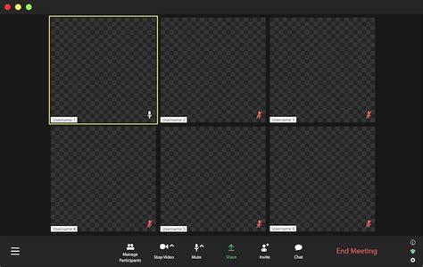화상 회의 사용자 인터페이스 화상 회의 통화 창 오버레이 프리미엄 벡터