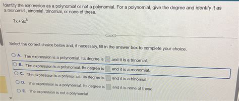solved identify the expression as a polynomial or not a