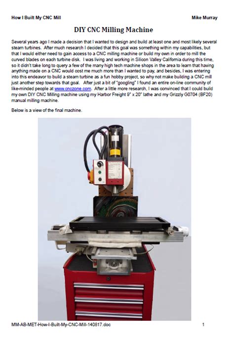 FREE DIY PLANS TO MAKE YOUR OWN DIY CNC MILLING MACHINE PFD DOWNLOAD