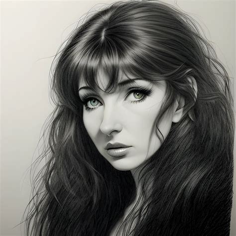 A Dark Erotic Pencil Portrait Of Kate Bush Big Tousled Dark Wil Arthub Ai