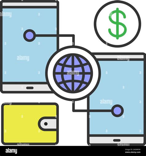 Digital Wallet Color Icon Online Banking Transactions Cashless Payment Isolated Vector