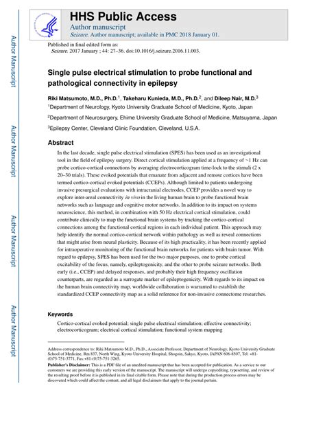 Pdf Single Pulse Electrical Stimulation To Probe Functional And Pathological Connectivity In