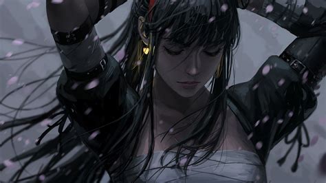 Black Hair Anime Girl With White Dress Hd Anime Girl Wallpapers Hd Wallpapers Id 100192