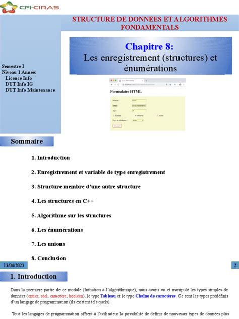 5 les structures et enumerations pdf c programmation informatique