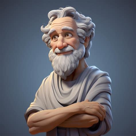 The Enlightened Adventures Of Thales A Pixar Cartoon In Light Grey Premium AI Generated Image