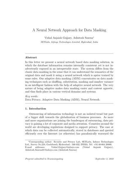Pdf A Neural Network Approach For Data Masking