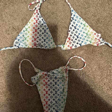 LV Inspired Bikini Top M L Bottoms S M Not Real Depop