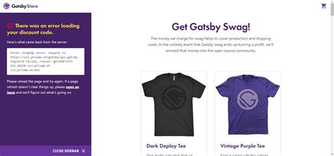 error while loading discount code · issue 461 · gatsbyjs · github