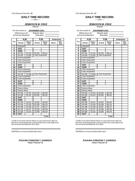 Dtr Format Pdf