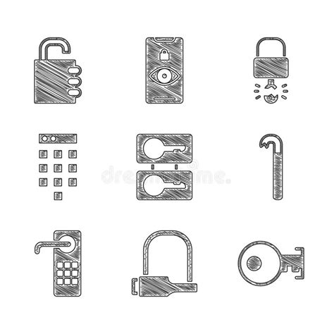 Set Casting Keys Bicycle Lock Key Crowbar Digital Door Password Protection Broke Inside Of