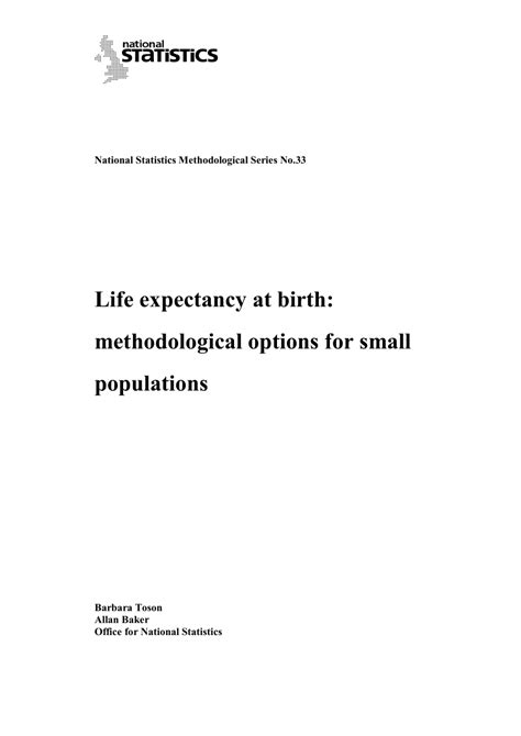 Pdf Life Expectancy At Birth Methodological Options For Small Populations