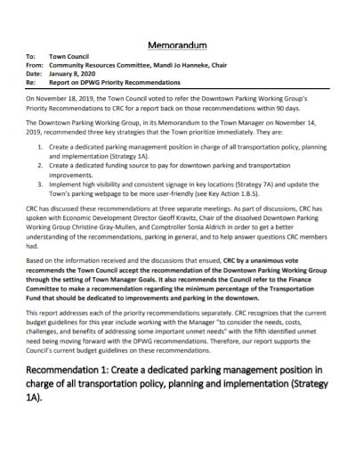 Free 6 Recommendation Memo Report Samples In Pdf Doc