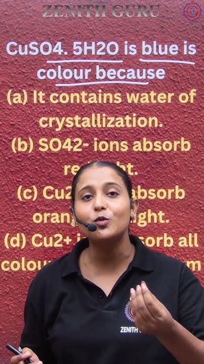 Cuso4 5h2o Is Blue Because Rapid Chemistry 122 Class12 Youtube