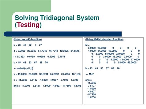 Ppt Solving Tridiagonal System By Lu Decomposition And Backward