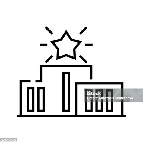 스타 연단 선 아이콘 컨셉 기호 윤곽선 벡터 일러스트레이션 선형 기호 Championship에 대한 스톡 벡터 아트 및 기타 이미지 Championship 개념 검사