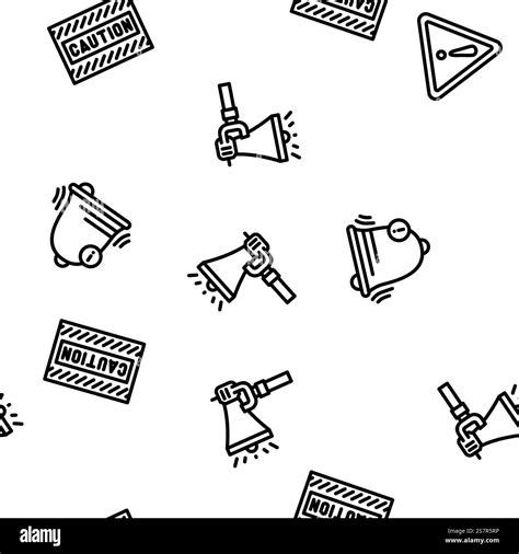 Alert Caution Error Danger Vector Seamless Pattern Thin Line Illustration Alert Caution Error