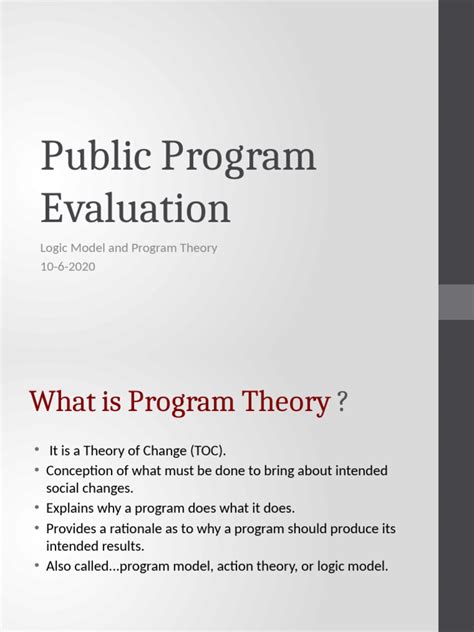 Program Theory Logic Model 106 Pdf Goal Evaluation