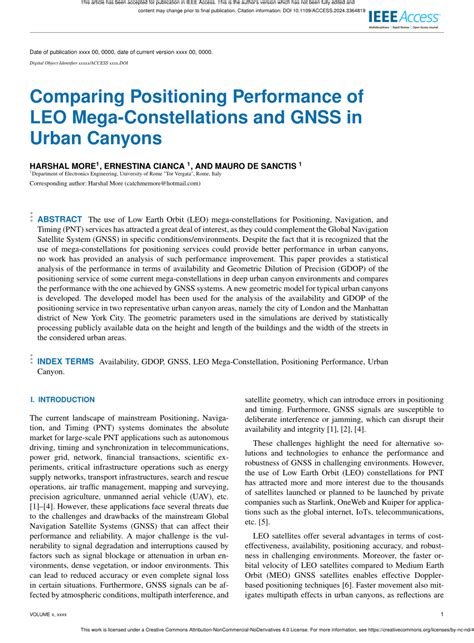 PDF Comparing Positioning Performance Of LEO Mega Constellations And