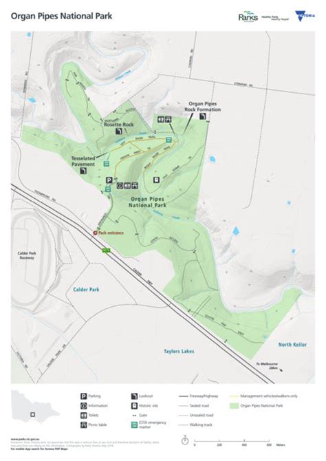 Organ Pipes National Park Visitor Guide Map By Parks Victoria Avenza Maps
