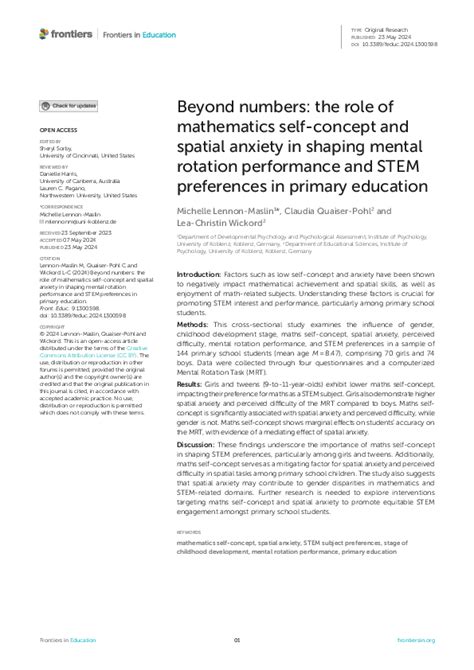 Pdf Beyond Numbers The Role Of Mathematics Self Concept And Spatial
