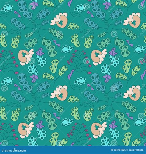 Vector Seamless Nature Pattern With Chaotic Leaves Stock Illustration Illustration Of Pattern
